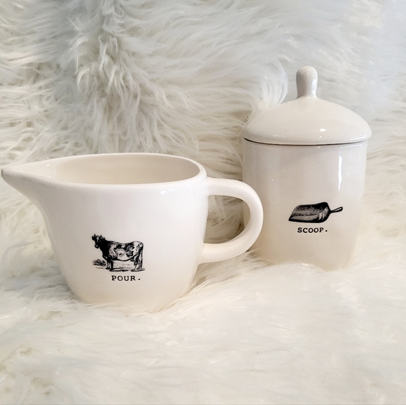 Rae Dunn | Kitchen | Rae Dunn Farm Line Pour Cow Creamer And Scoop Jar ...